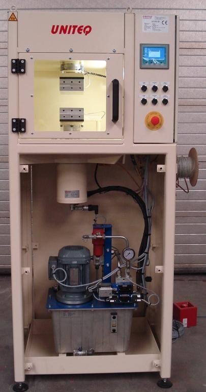 Hydraulic lab press used for pressing test plates of Trespa projects ...